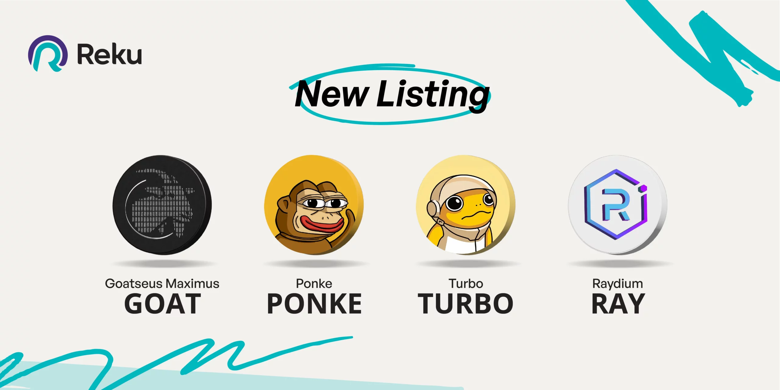 GOAT, PONKE, TURBO, dan RAY Sudah Dapat Diperjualbelikan di Reku!